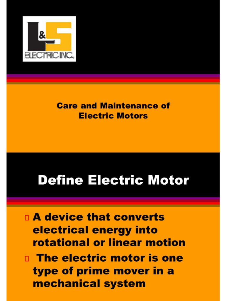 Care and Maintenance of Electric Motors | PDF