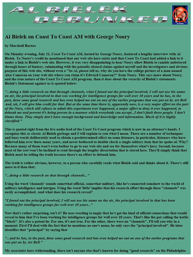 Debunking Al Bielek's Claims | PDF