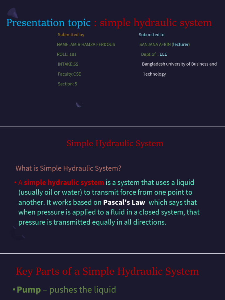Simple Hydraulic System | PDF