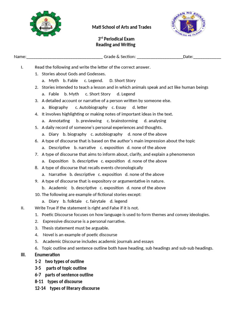 Reading and Writing 3rd Quarter | PDF | Narrative | Essays