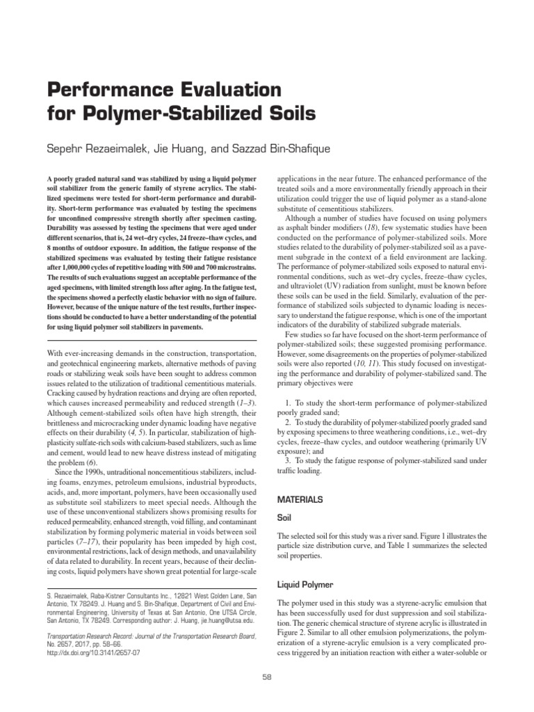 Polymer Soil Stabilization Performance | PDF | Ultraviolet | Strength ...
