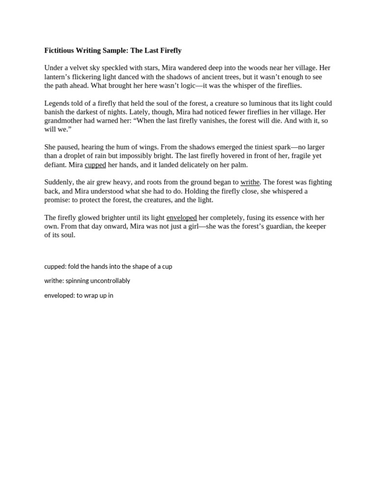 Fictitious Writing Sample | PDF