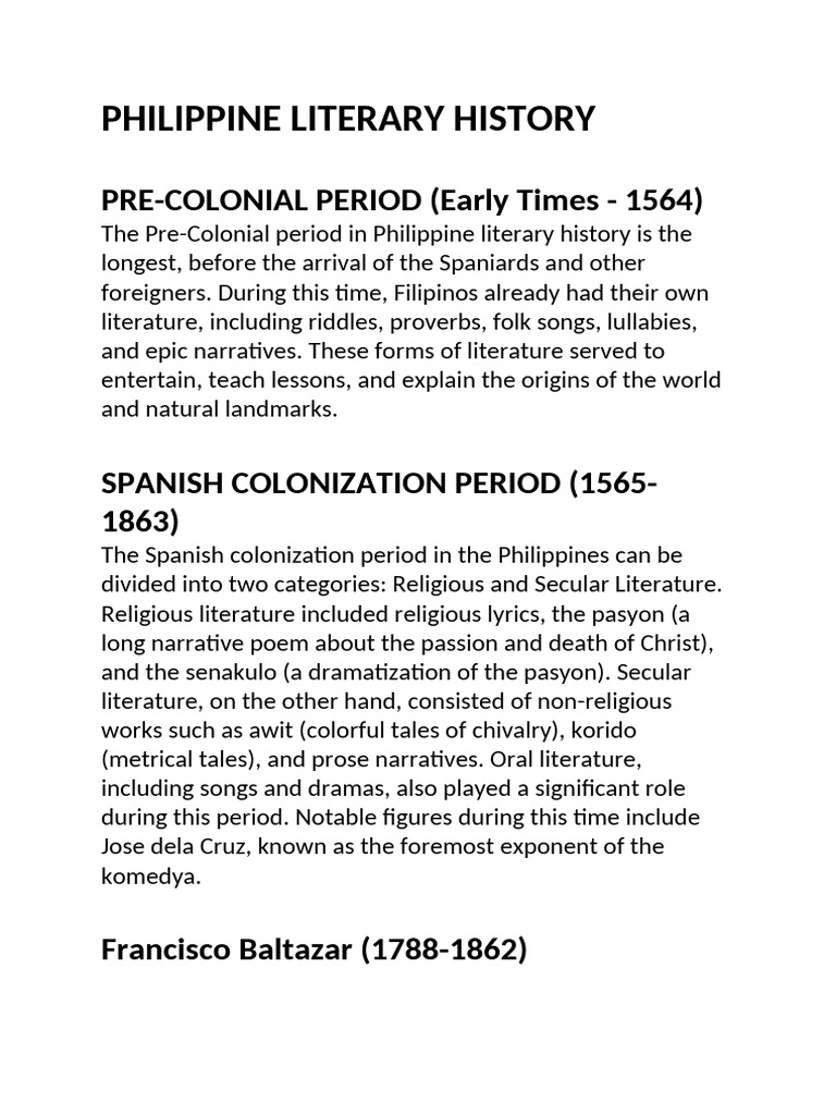 Philippine Literary History | PDF | Writing | Philippines