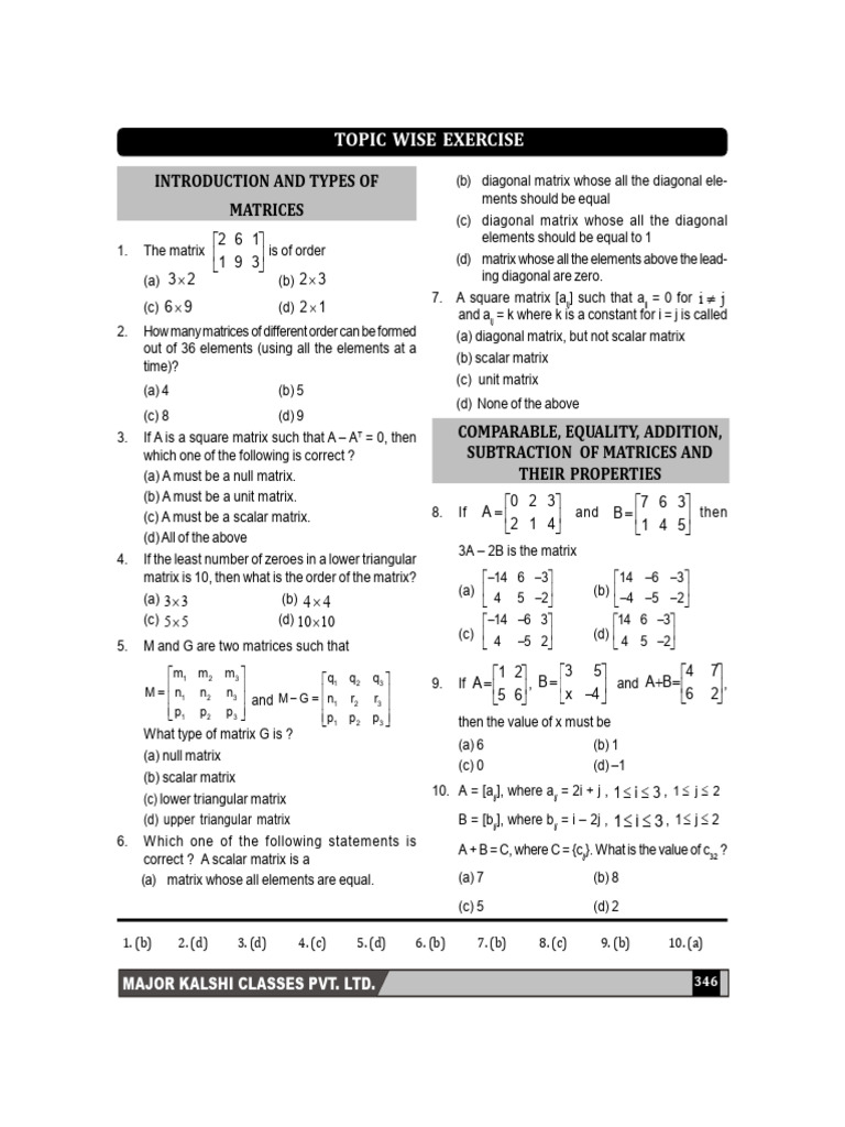 NDA Excercise Matrix English | PDF | Matrix (Mathematics) | Determinant