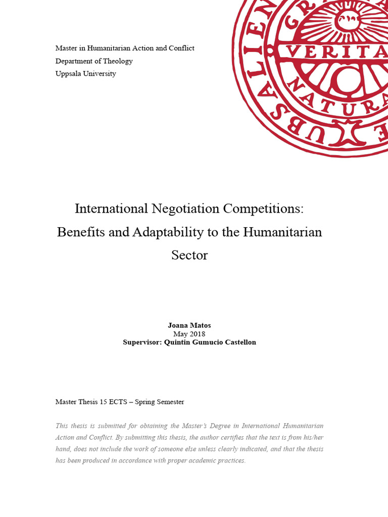 MATOS. 2018. International Negotiation Competitions Benefits and Adaptability To The ...