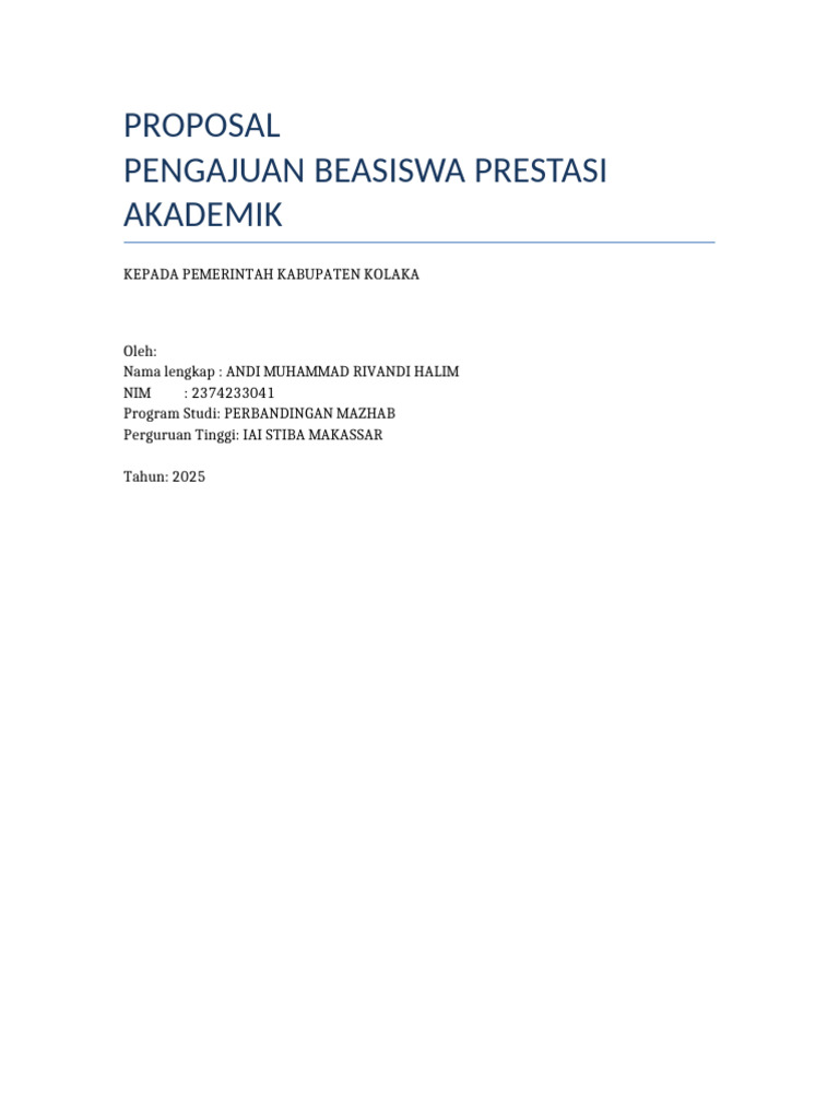 Proposal_Beasiswa_Andi_Muhammad_Rivandi_Halim | PDF