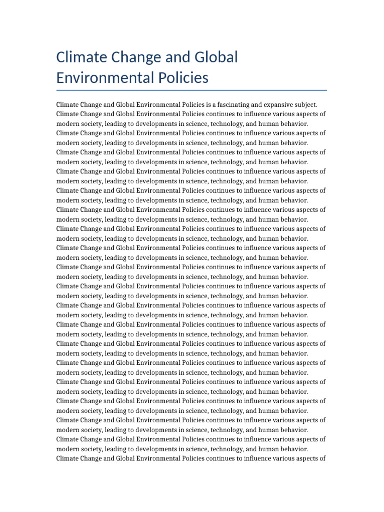 Climate Change and Global Environmental Policies | PDF | Natural ...