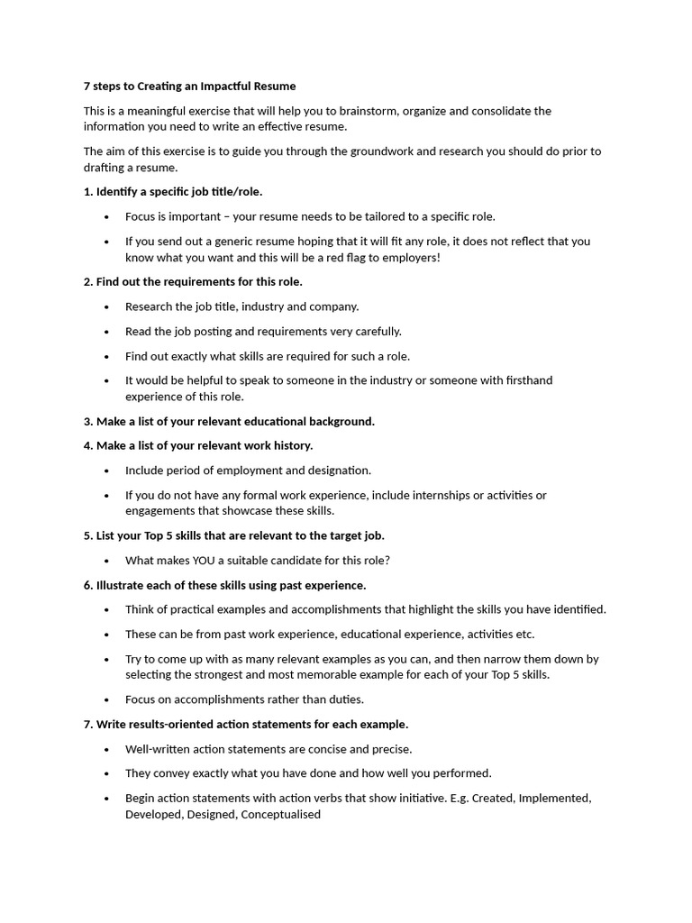 7 Steps To Creating An Impactful Resume | PDF | Résumé
