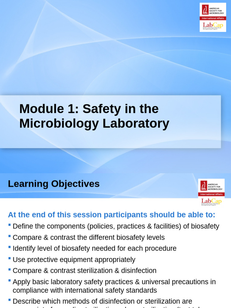 Module 1 Lecture - Safety AA | PDF | Sterilization (Microbiology ...