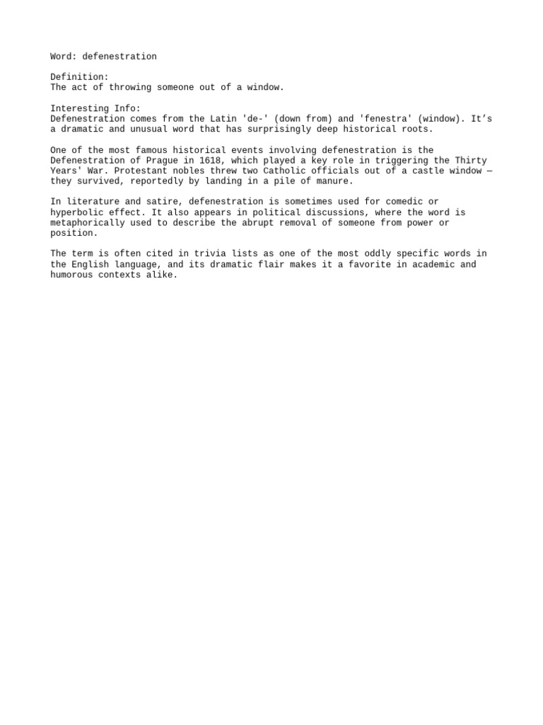 Understanding Defenestration | PDF