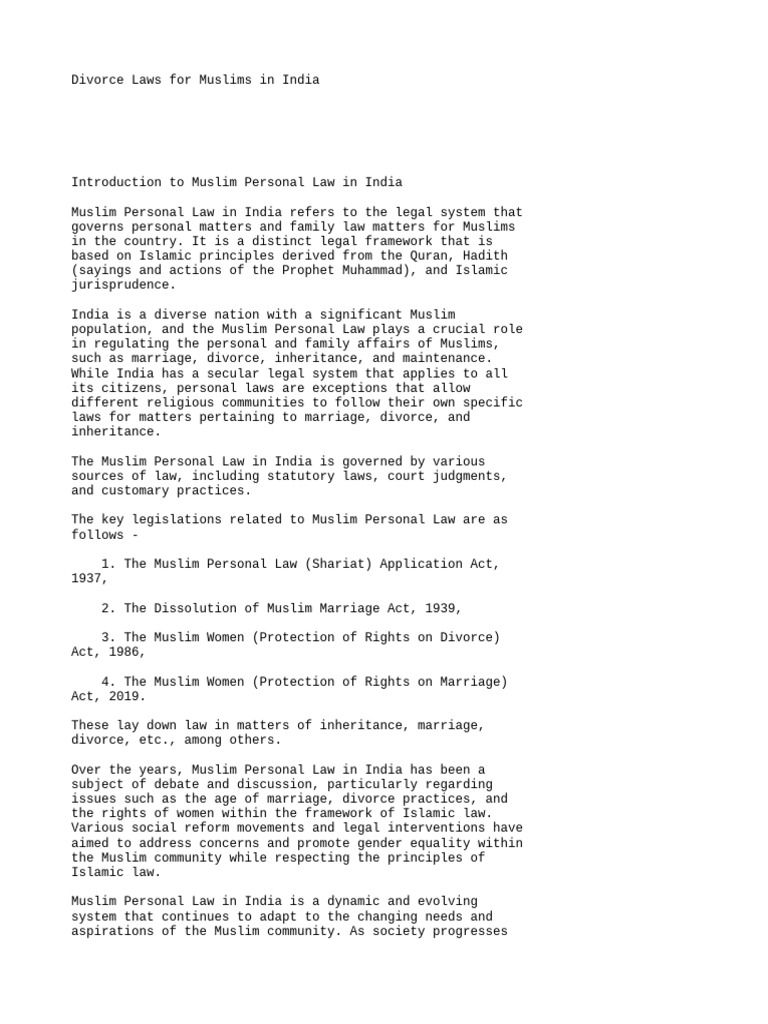 Muslim Divorce Laws in India Explained | PDF | Sharia | Divorce