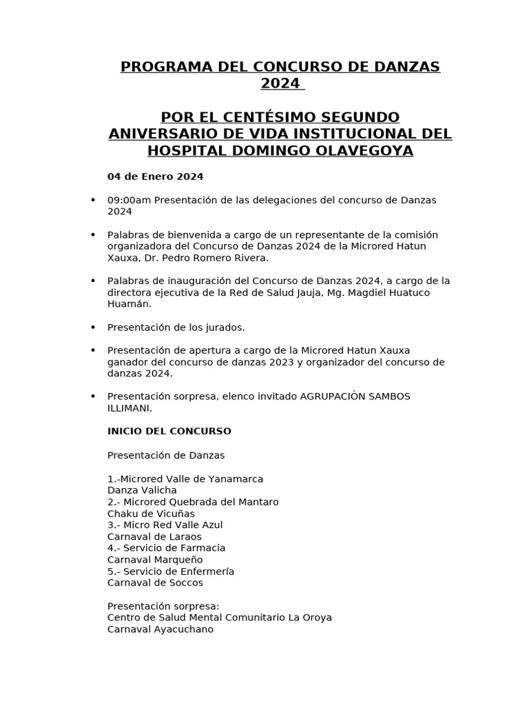 Programa Danzas 2024 | PDF