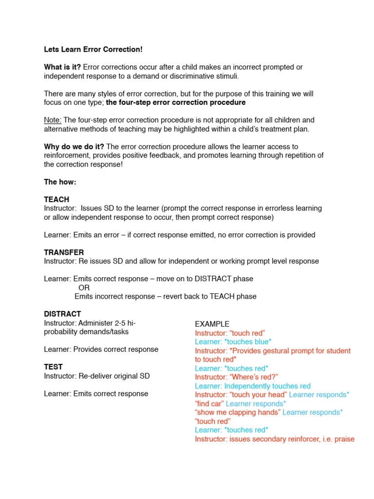 Four-Step Error Correction in ABA | PDF