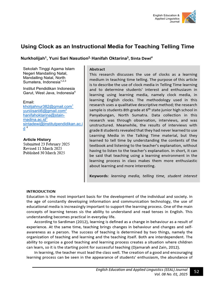 Using Clock As An Instructional Media For Teaching | PDF | Learning ...