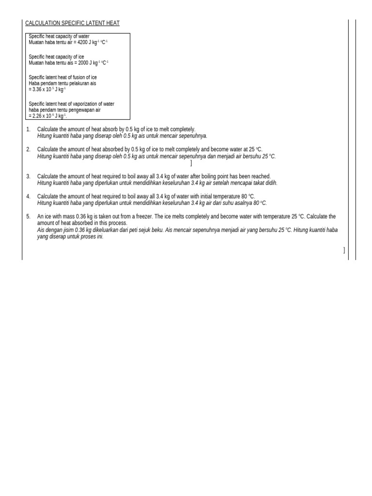Calculation Specific Latent Heat | PDF