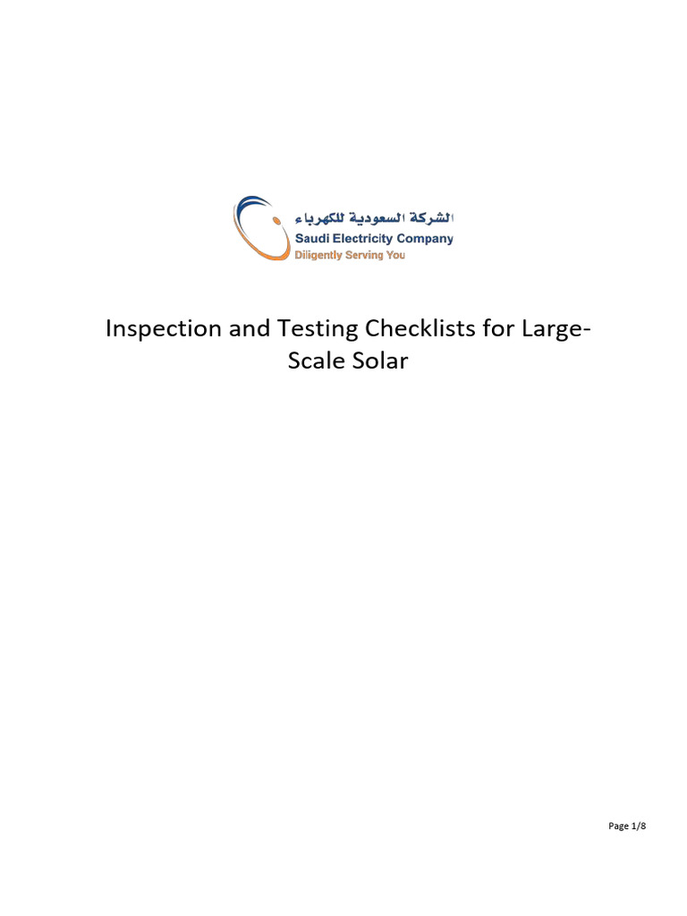 Inspection and Testing Checklists For Large Scale Solar | PDF | Computing