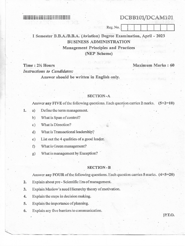 Management Principles and Practices | PDF