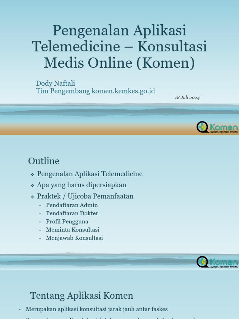 Pengenalan Aplikasi Komen Telemedicine | PDF