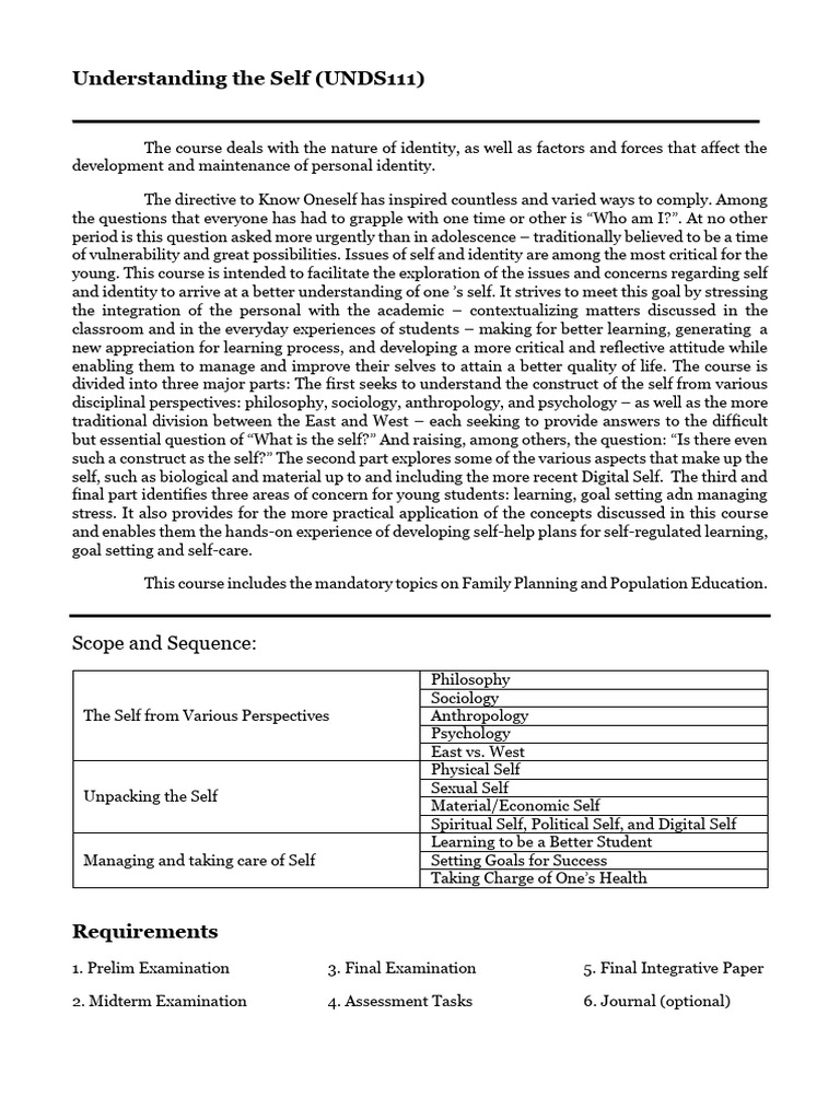 Exploring Identity and Self-Understanding | PDF | Immanuel Kant ...