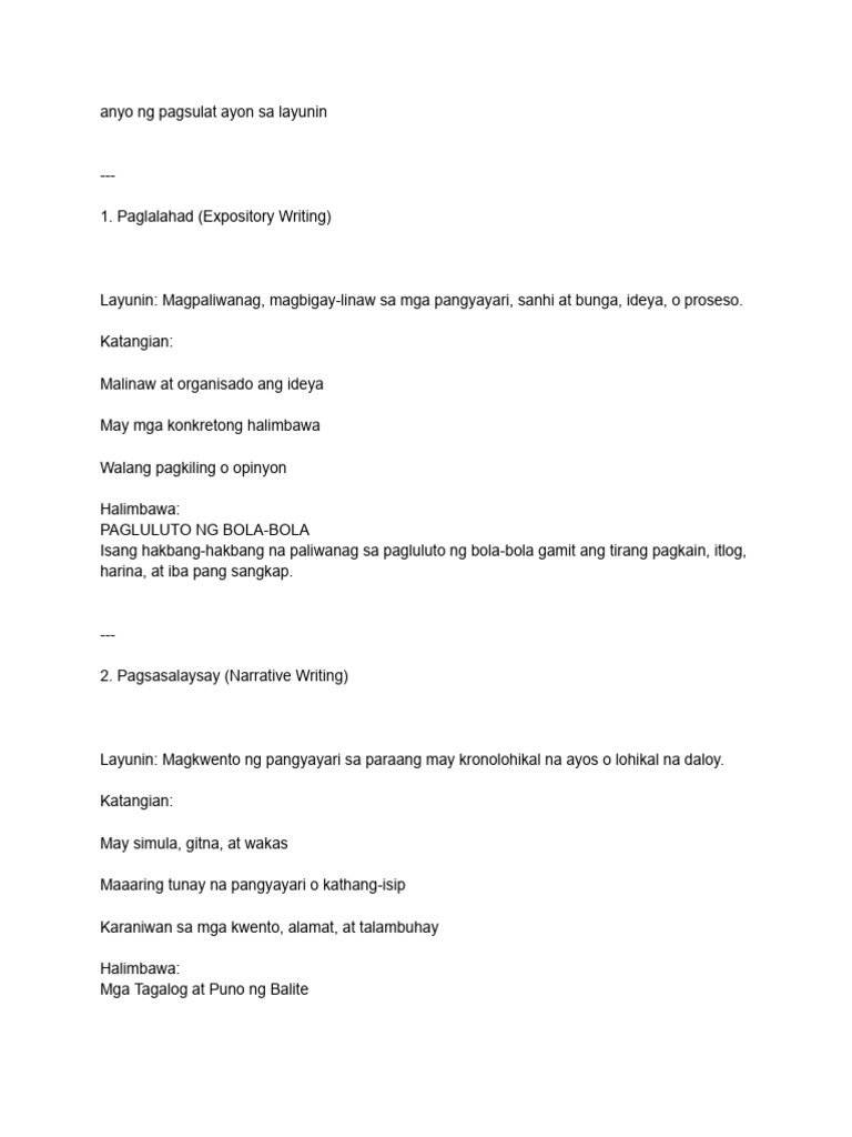 Anyo NG Pagsulat Ayon Sa Layunin-5 | PDF