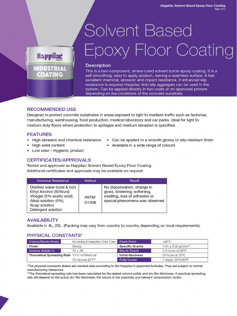 Solvent Based Epoxy Floor Coating | PDF