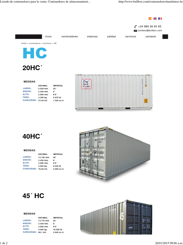 Contenedor de 20,40 y 45 Pies HC | PDF