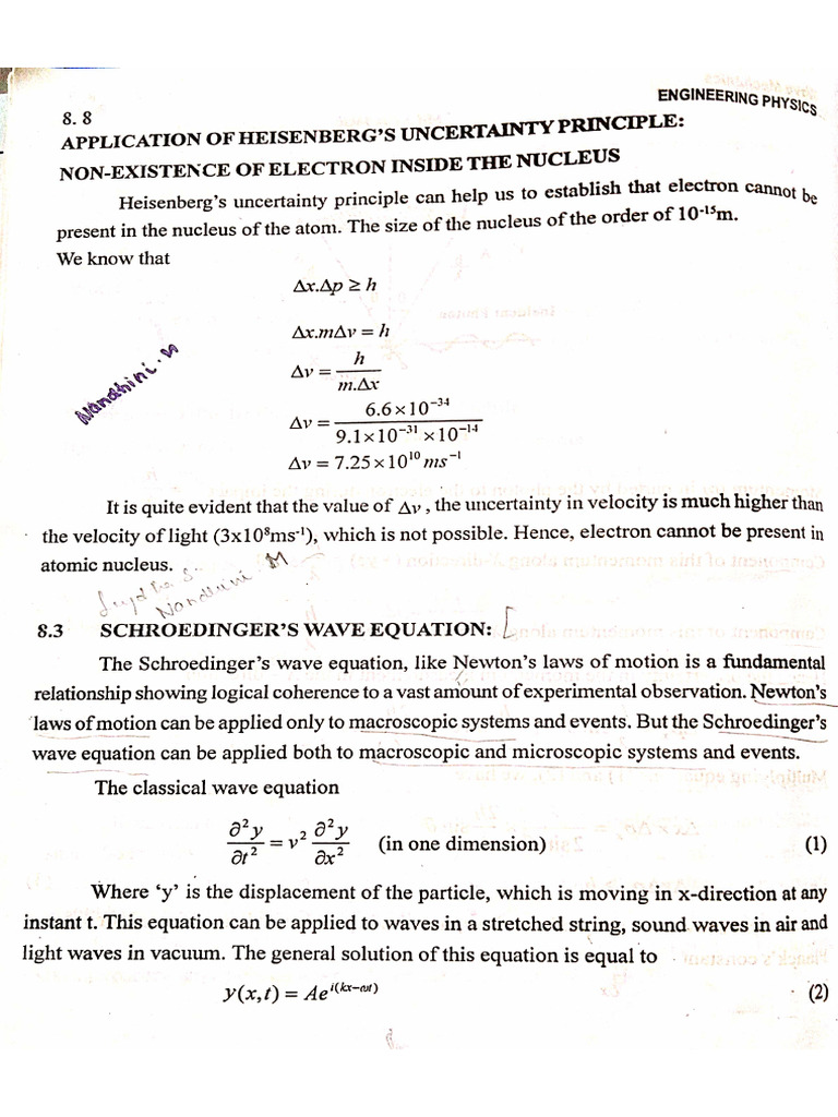 Unit 4 - Schroedinger Time Dependent and Independent Wave Equation | PDF