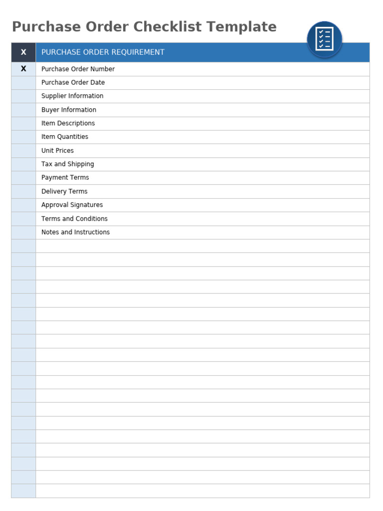 Purchase Order Checklist Template | PDF