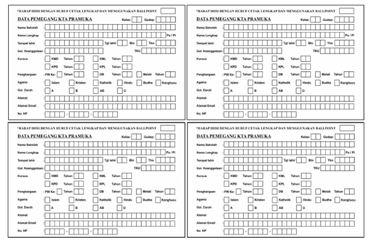 Blangko Pendataan Kta Kwarnas 2025 | PDF