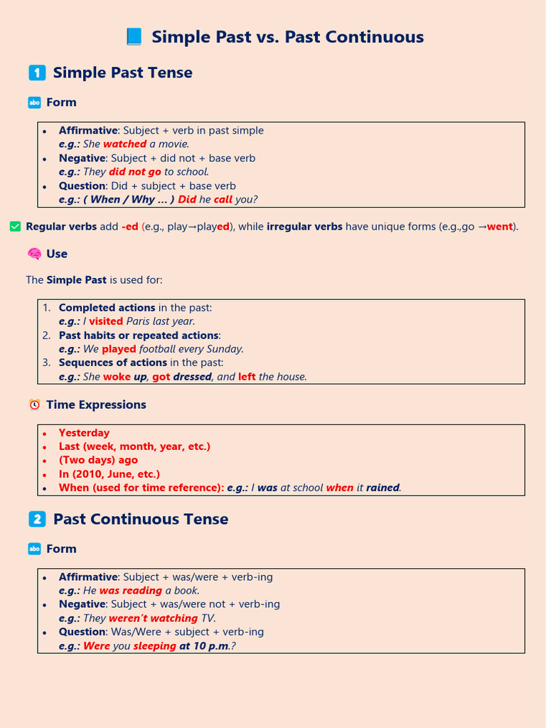 Simple Past vs. Past Continuous Guide | PDF | Verb | Grammar