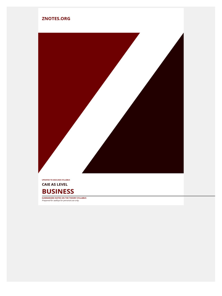 CAIE As Level Business Definitions | PDF | Pricing | Employment