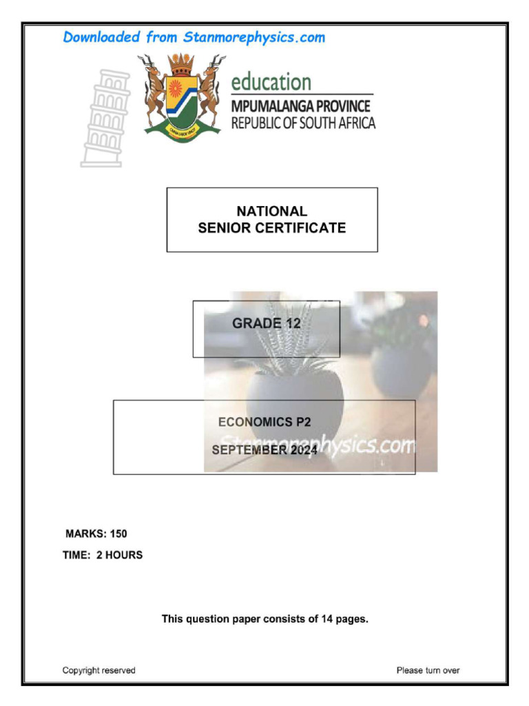 MP Economics Grade 12 September 2024 P2 and Memo | PDF