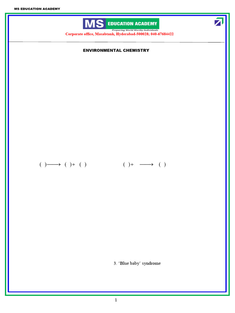 Eapcet Chem Environmental Chemistry Assignment (22!04!25) t2 | PDF | Smog | Stratosphere