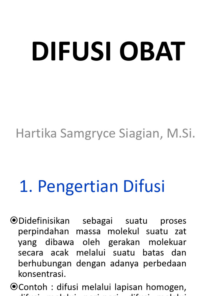 Proses dan Penerapan Difusi Obat | PDF