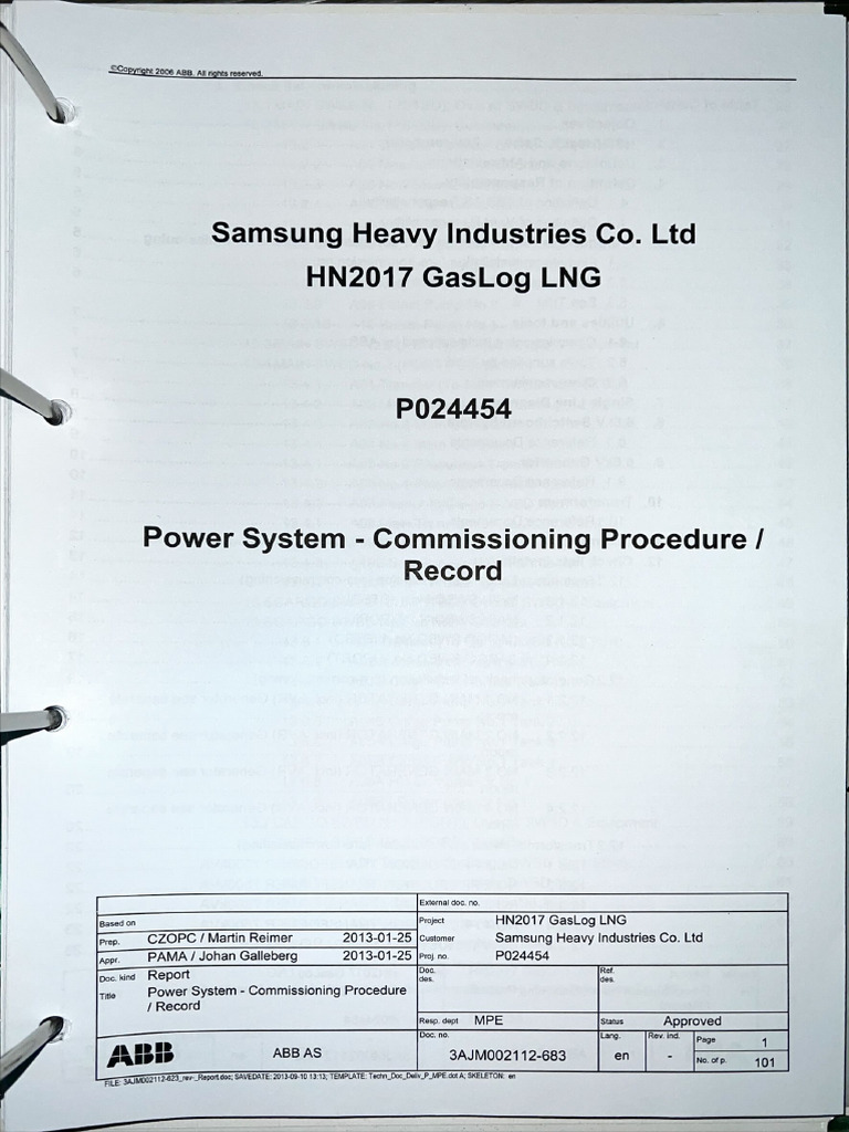 Power System, Commissioning System Procedures | PDF