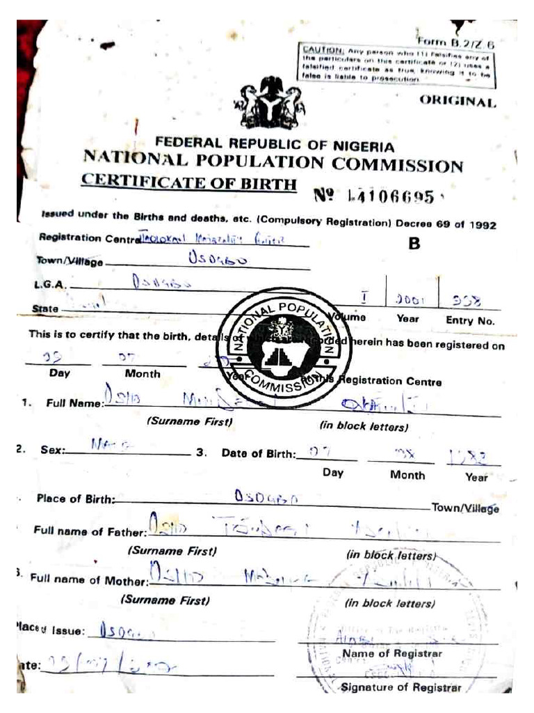 Osho Tunji DoB | PDF