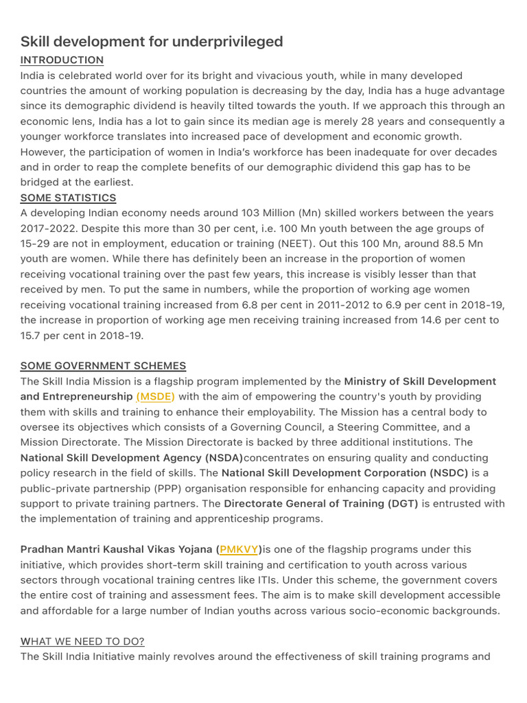 Empowering India's Youth Through Skill Development | PDF | Public ...