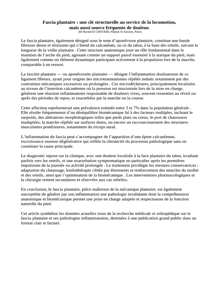 Fascia plantaire : douleur et solutions | PDF | Pied | Maladies et troubles