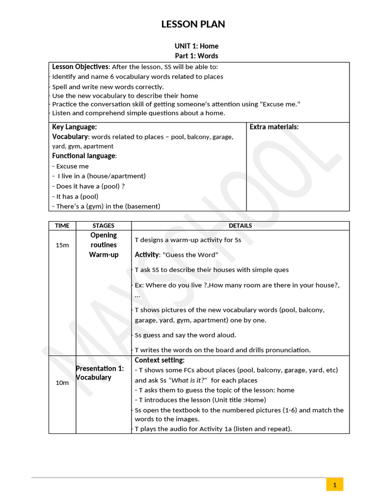 Beehive 2 LP-Unit 2-L1 Words (1) Home | PDF | Lunch | Dinner