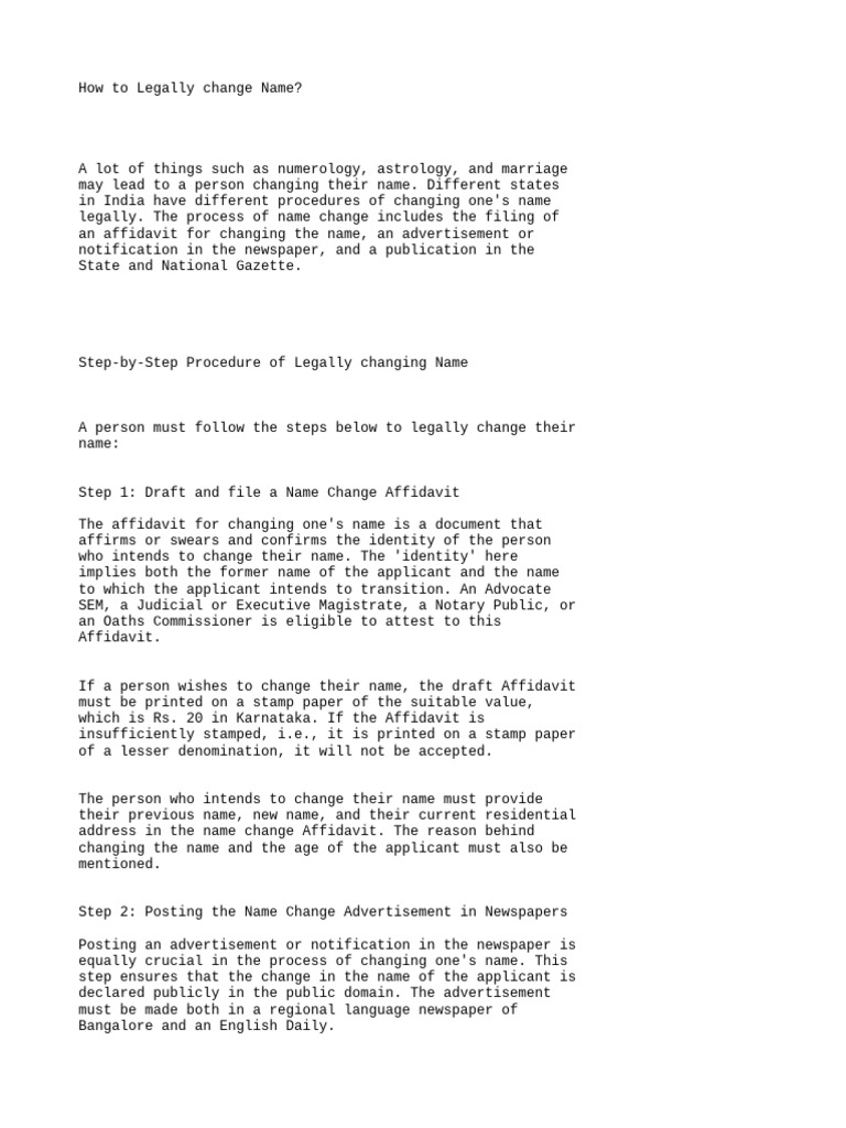How To Legally Change Name | PDF | Affidavit | Justice