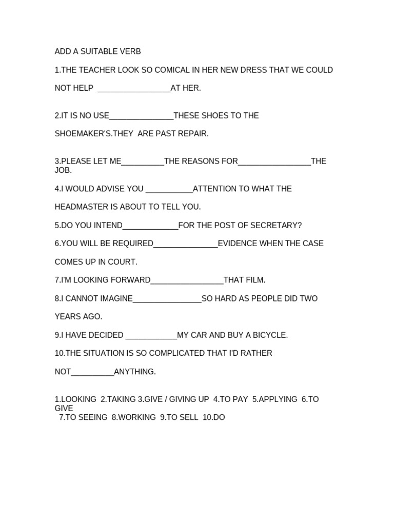 Add a Suitable Verb1 | PDF