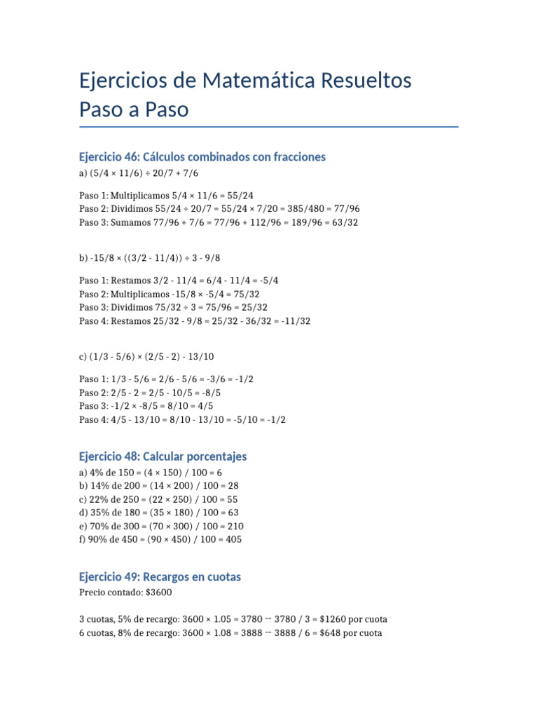Ejercicios Resueltos Matematica Gisela | PDF