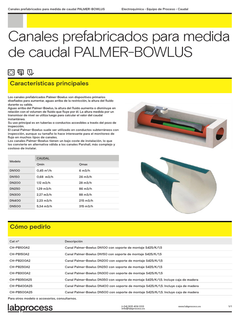 Canales Palmer-Bowlus para caudal | PDF | Descarga (hidrología ...