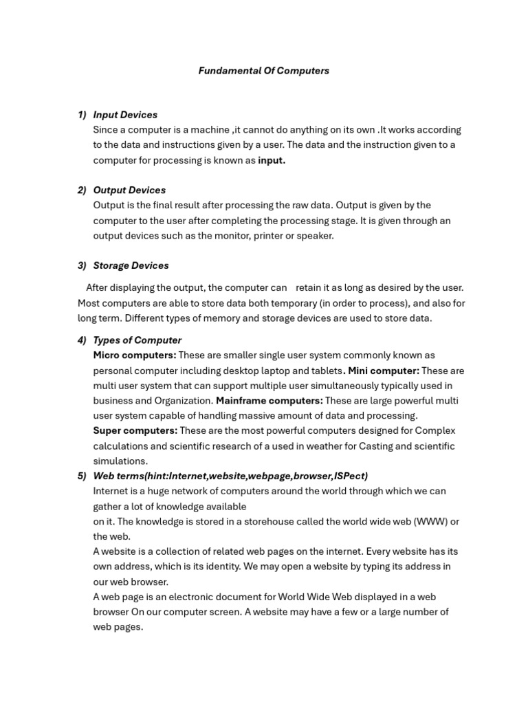 Fundamental of Computers | PDF | World Wide Web | Internet & Web