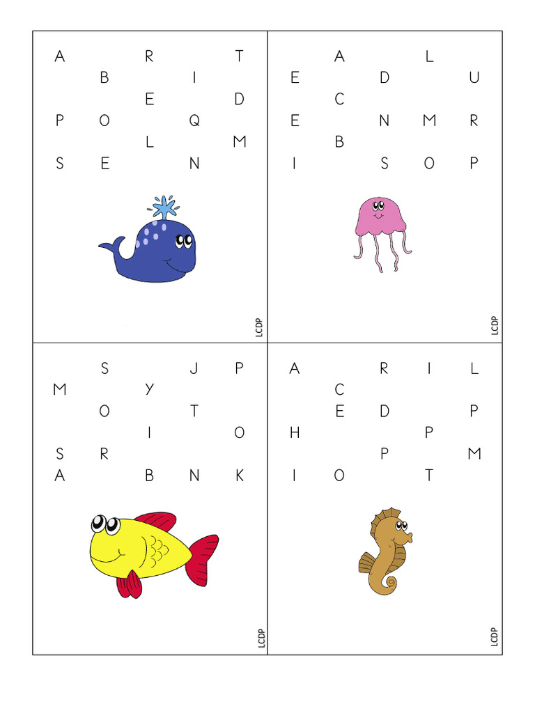 Lettres Mêles Animaux Marins | PDF