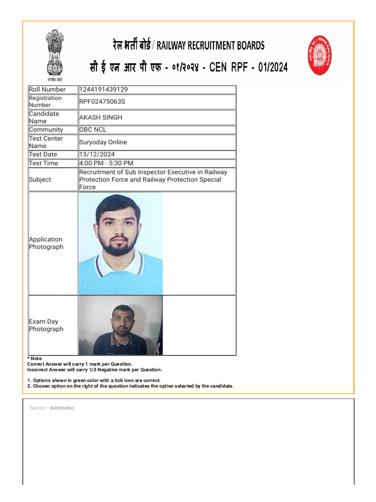 Rpf Answer Key | PDF | Multiple Choice