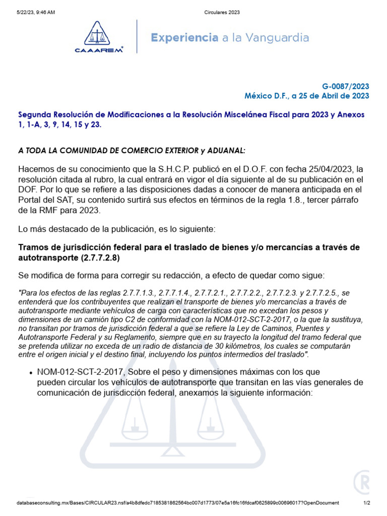 Circulares 2023 | PDF