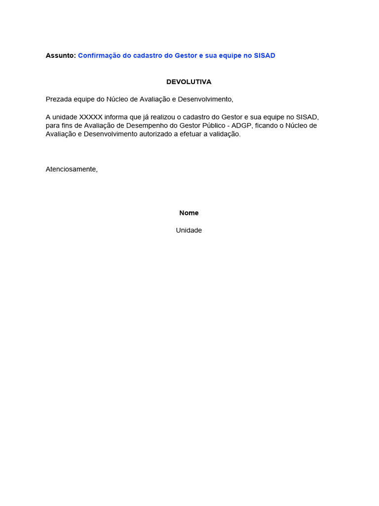 Modelo de Devolutiva | PDF