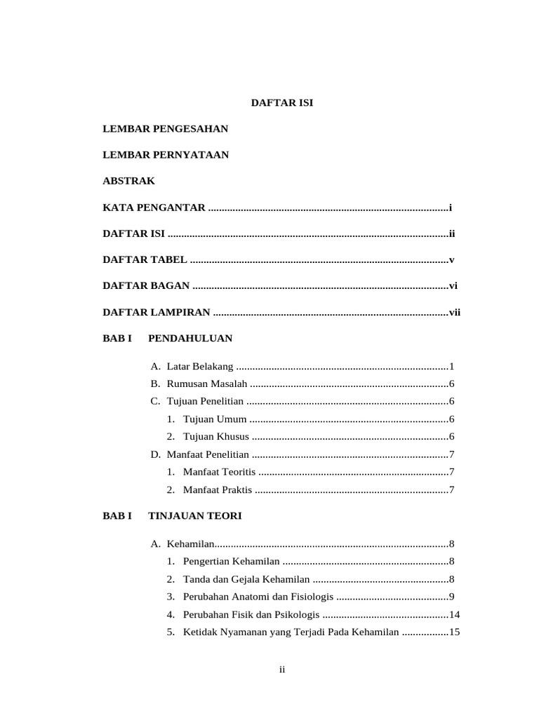 3'DAFTAR ISI, Tabel, Bagan, Lampiran KTI Gisna | PDF