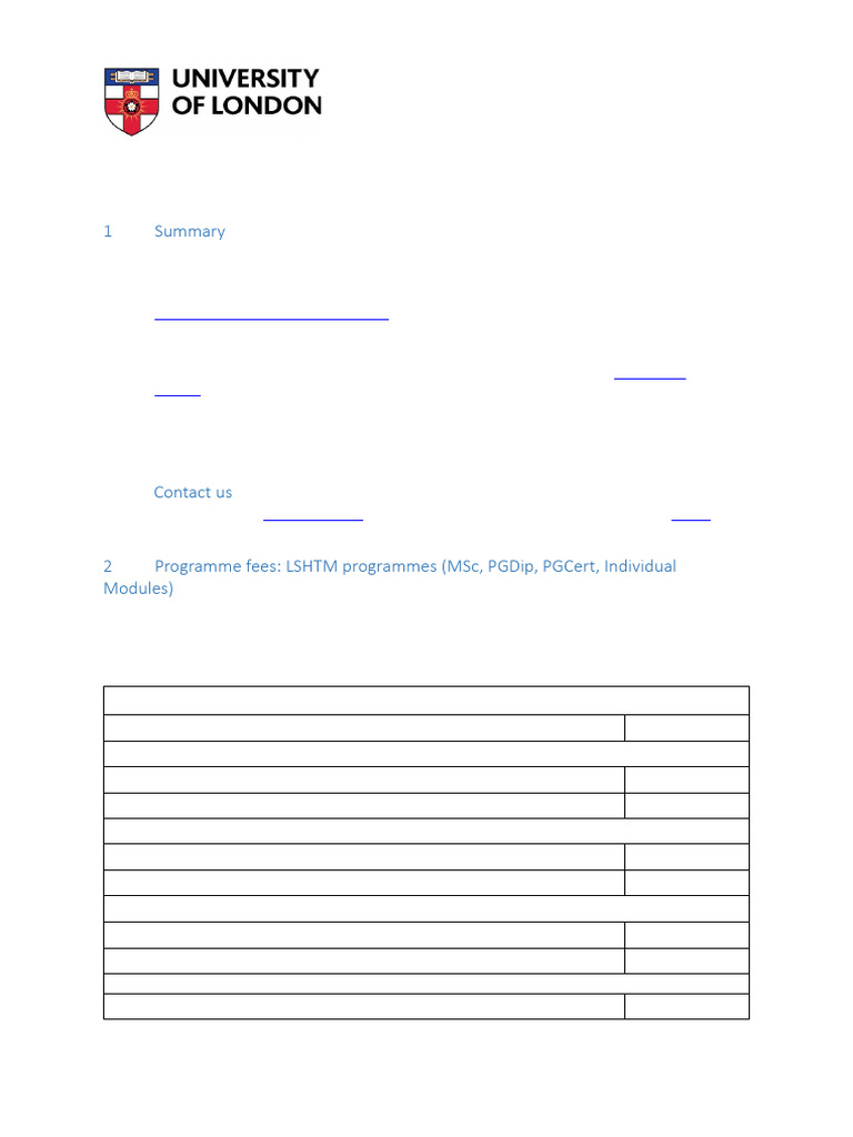 LSHTM Fees Schedule 2025-26 | PDF | Value Added Tax | Taxes